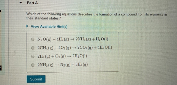 Solved Part A Which of the following equations describes the | Chegg.com