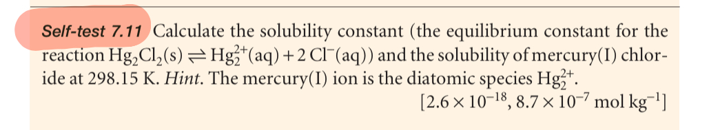Solved Self-test 7.11 ﻿Calculate the solubility constant | Chegg.com