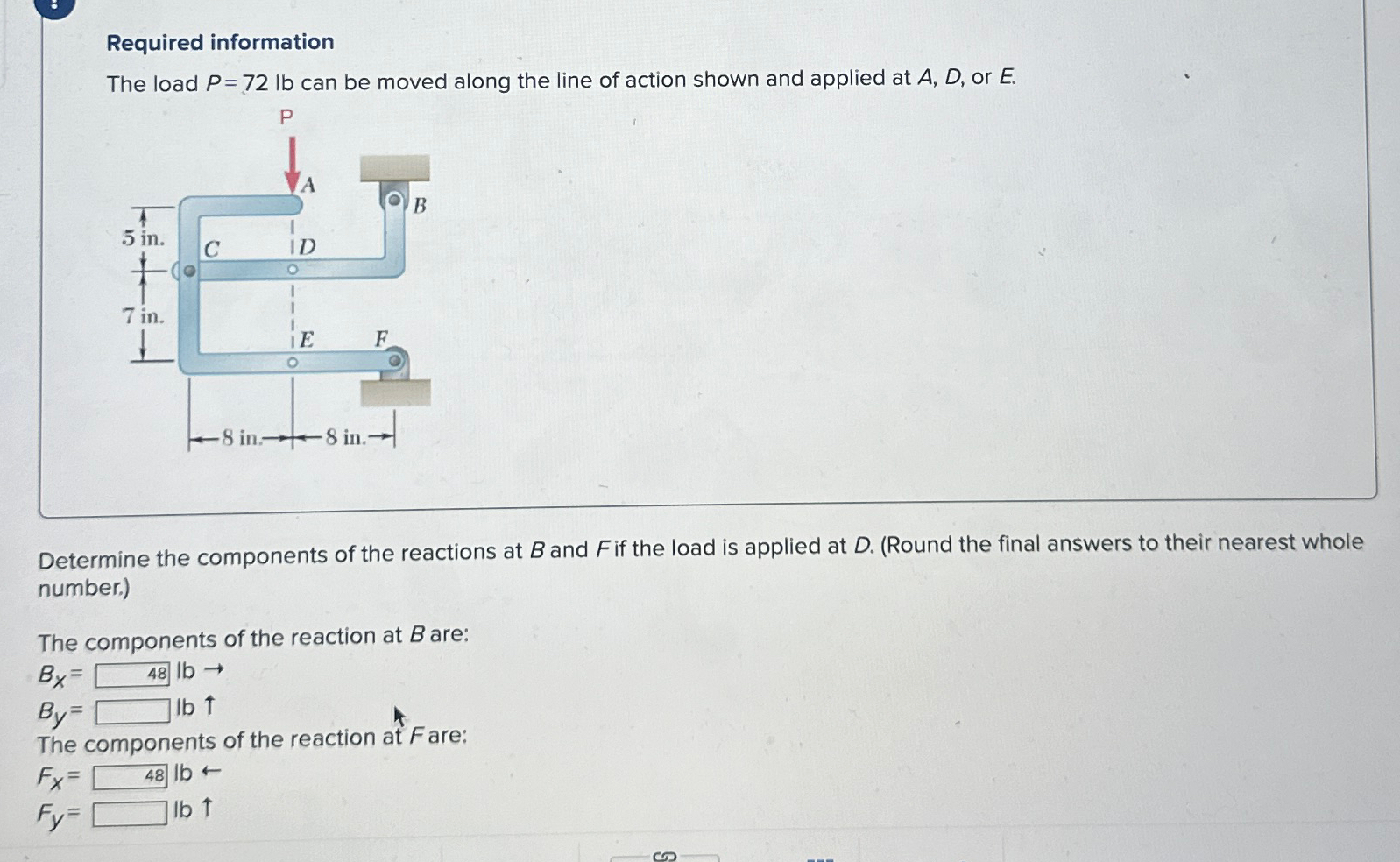 Solved Required informationThe load P=72lb ﻿can be moved | Chegg.com