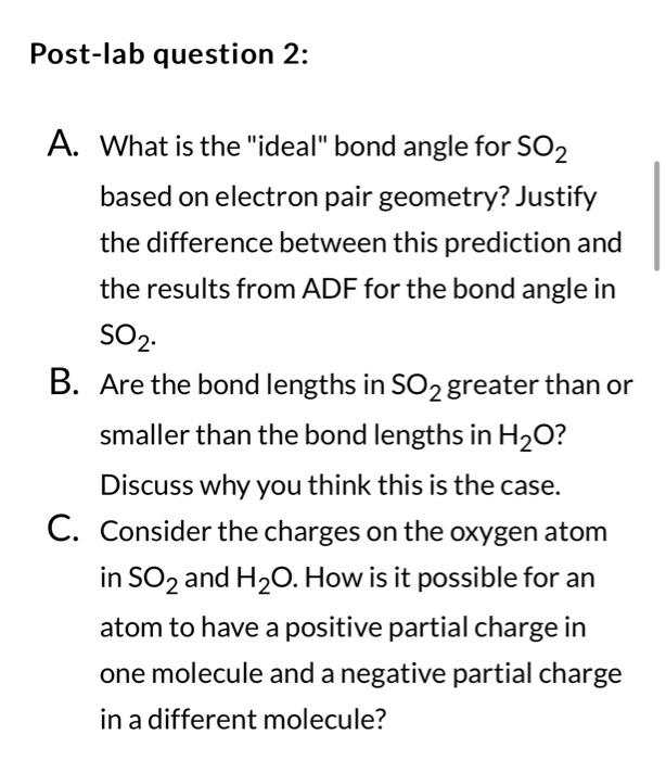 Solved A. What is the "ideal" bond angle for SO2 based on | Chegg.com