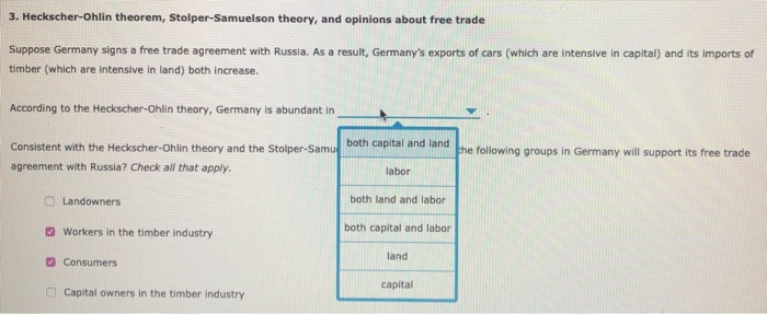 Solved 3. Heckscher-Ohlin theorem, Stolper-Samuelson theory, | Chegg.com