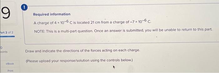 Solved Required information A charge of 4×10−6C is located | Chegg.com