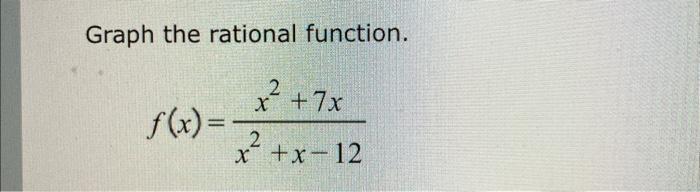 Solved Graph the rational function. f(x)=x2+x−12x2+7x | Chegg.com