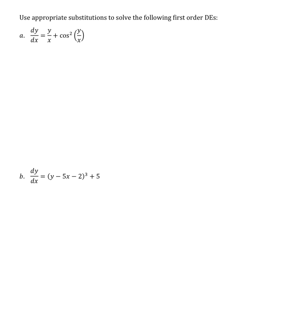 Solved Use appropriate substitutions to solve the following | Chegg.com