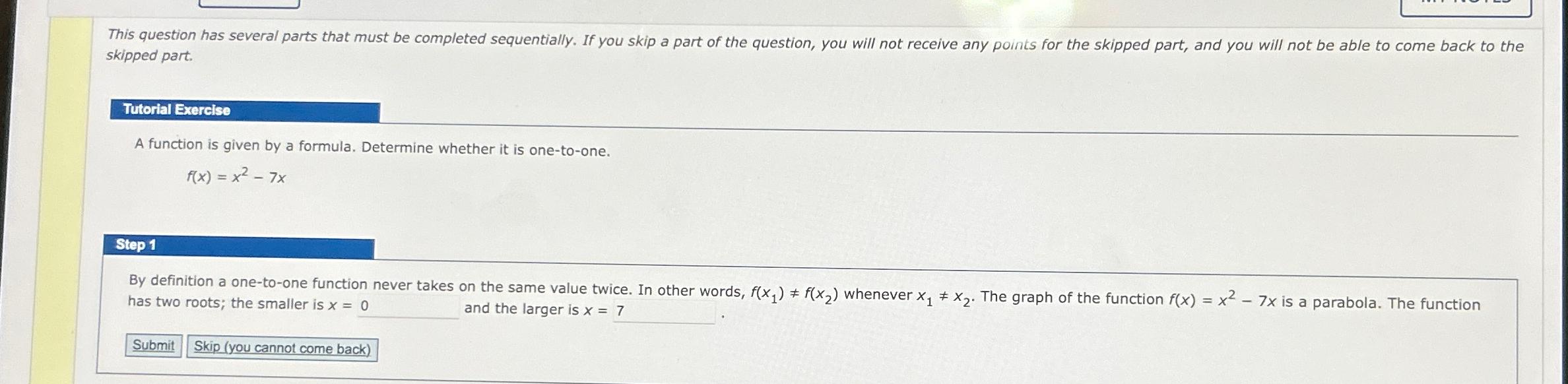 Solved skipped part.Tutorial ExerciseA function is given by | Chegg.com