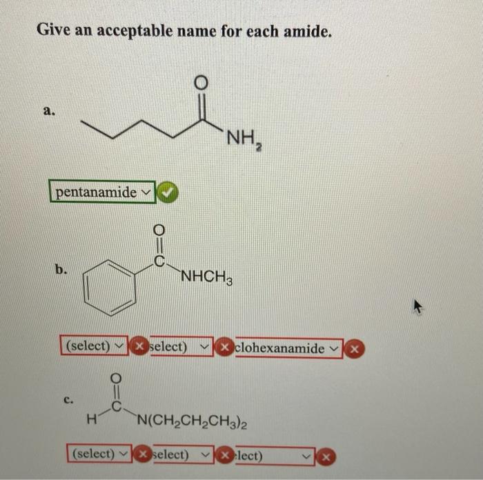 Solved Give an acceptable name for each amide. a. "NH, | Chegg.com