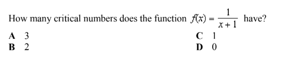 Solved How many critical numbers does the function f(x)=1x+1 | Chegg.com