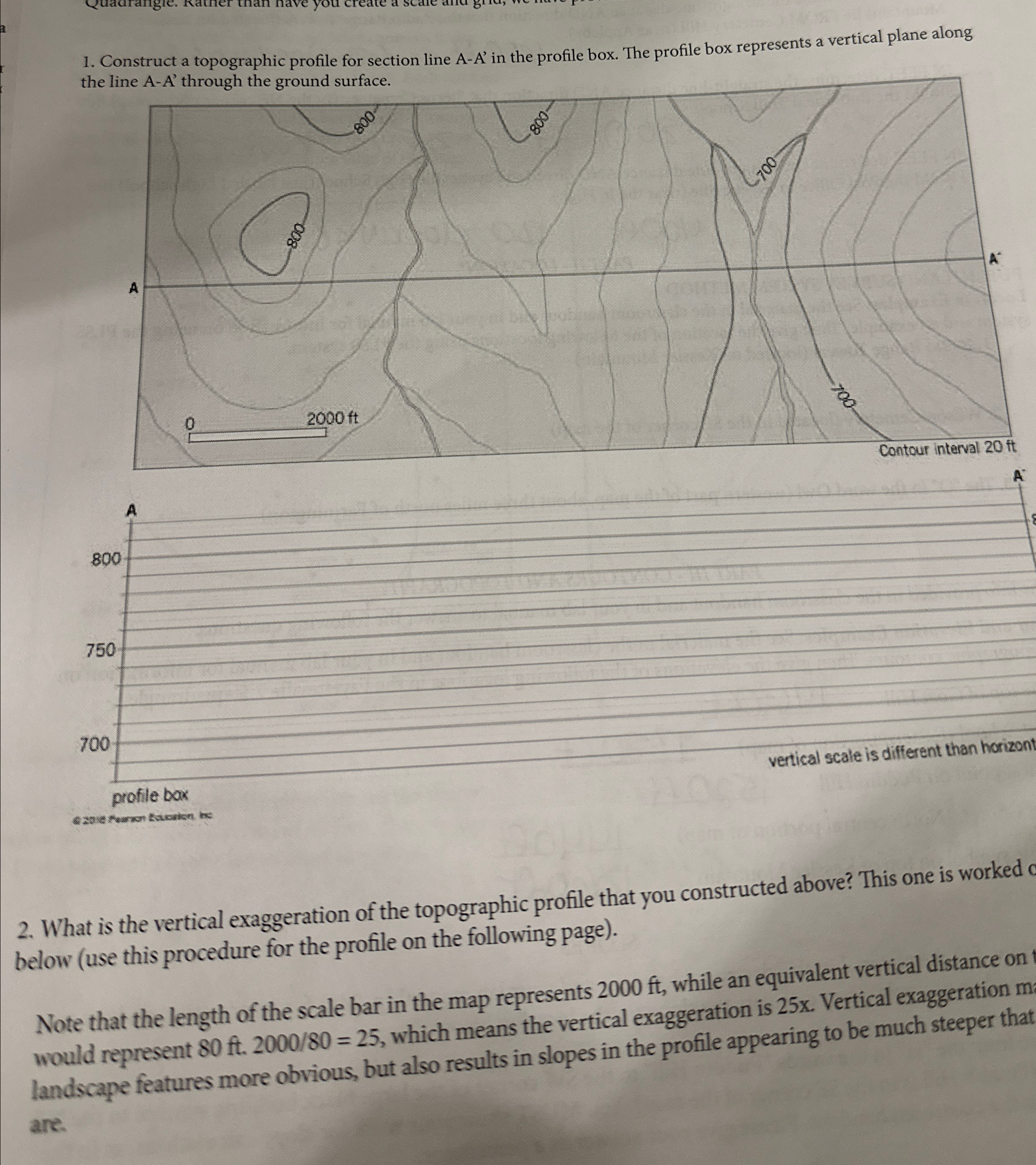 Solved Construct a topographic profile for section line A-A' | Chegg.com