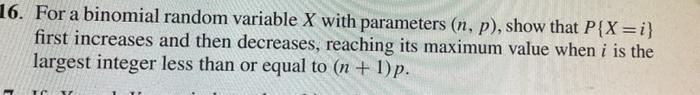 Solved 6. For a binomial random variable X with parameters | Chegg.com