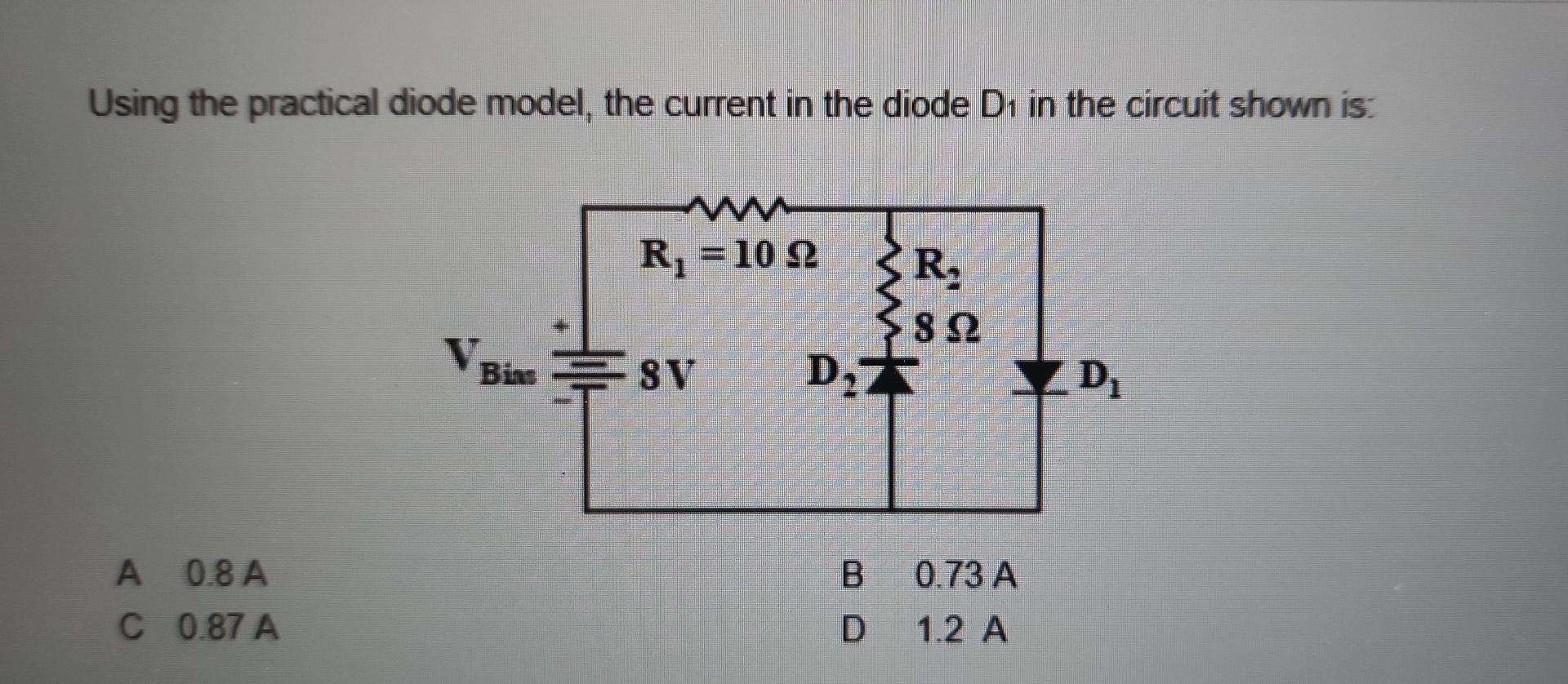 Solved Using the practical diode model, the current in the | Chegg.com