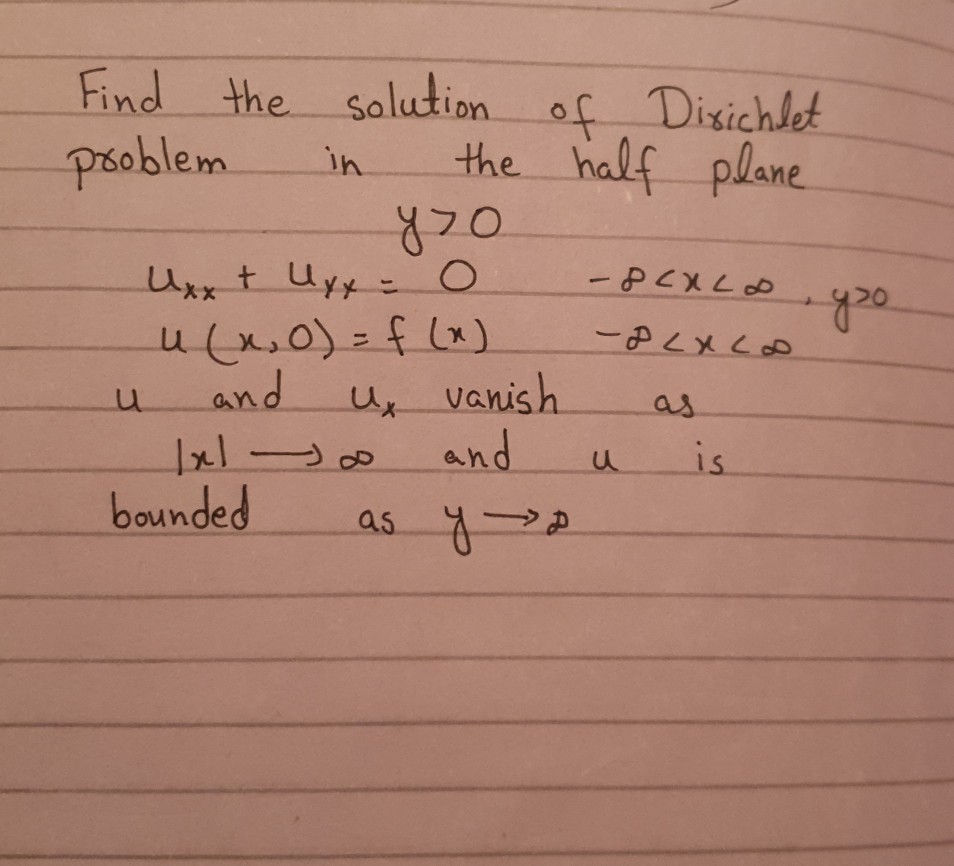 Solved Find the solution of Dirichlet problem in the half | Chegg.com