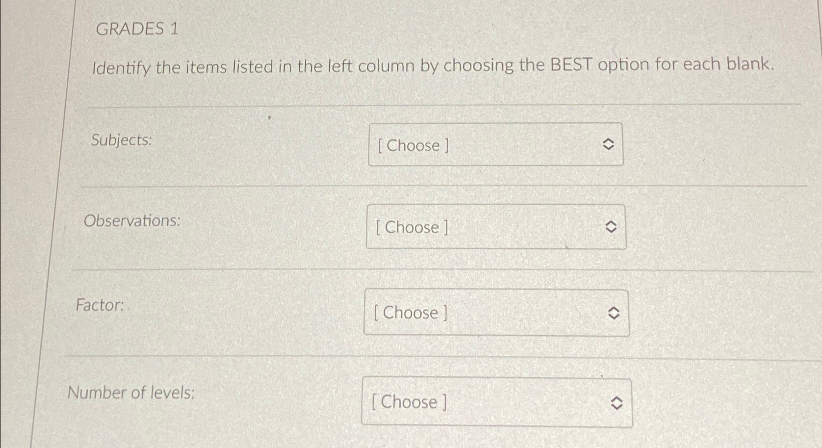 Solved GRADES 1Identify the items listed in the left column | Chegg.com