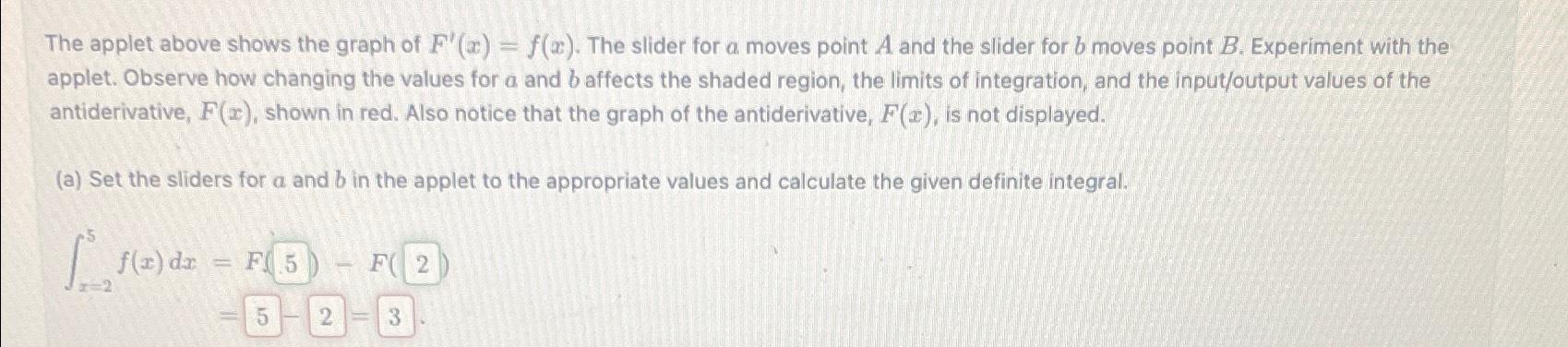 Solved The applet above shows the graph of F'(x)=f(x). ﻿The | Chegg.com