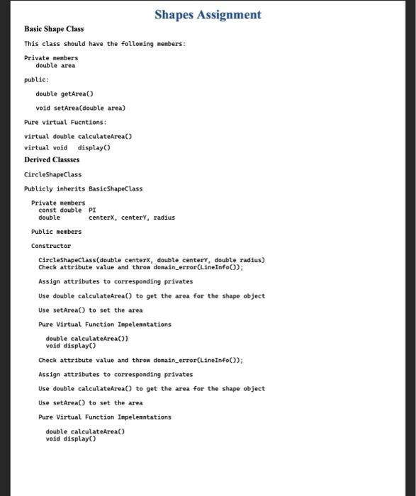 Solved Shapes Assignment Choose 3 shapes and enter | Chegg.com
