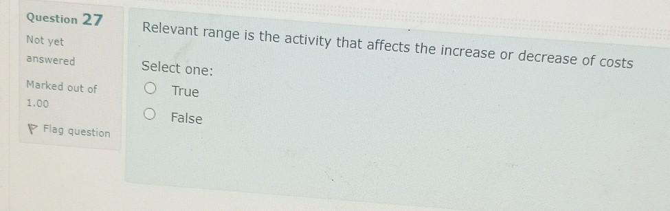 Solved Question 27 Relevant range is the activity that | Chegg.com