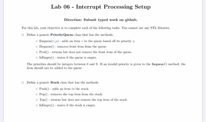 Solved Lab 06 - Interrupt Processing Setup Direction: Submit | Chegg.com