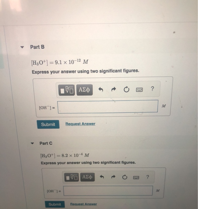 Solved Calculate [OH-] given [H3O+] in each aqueous | Chegg.com