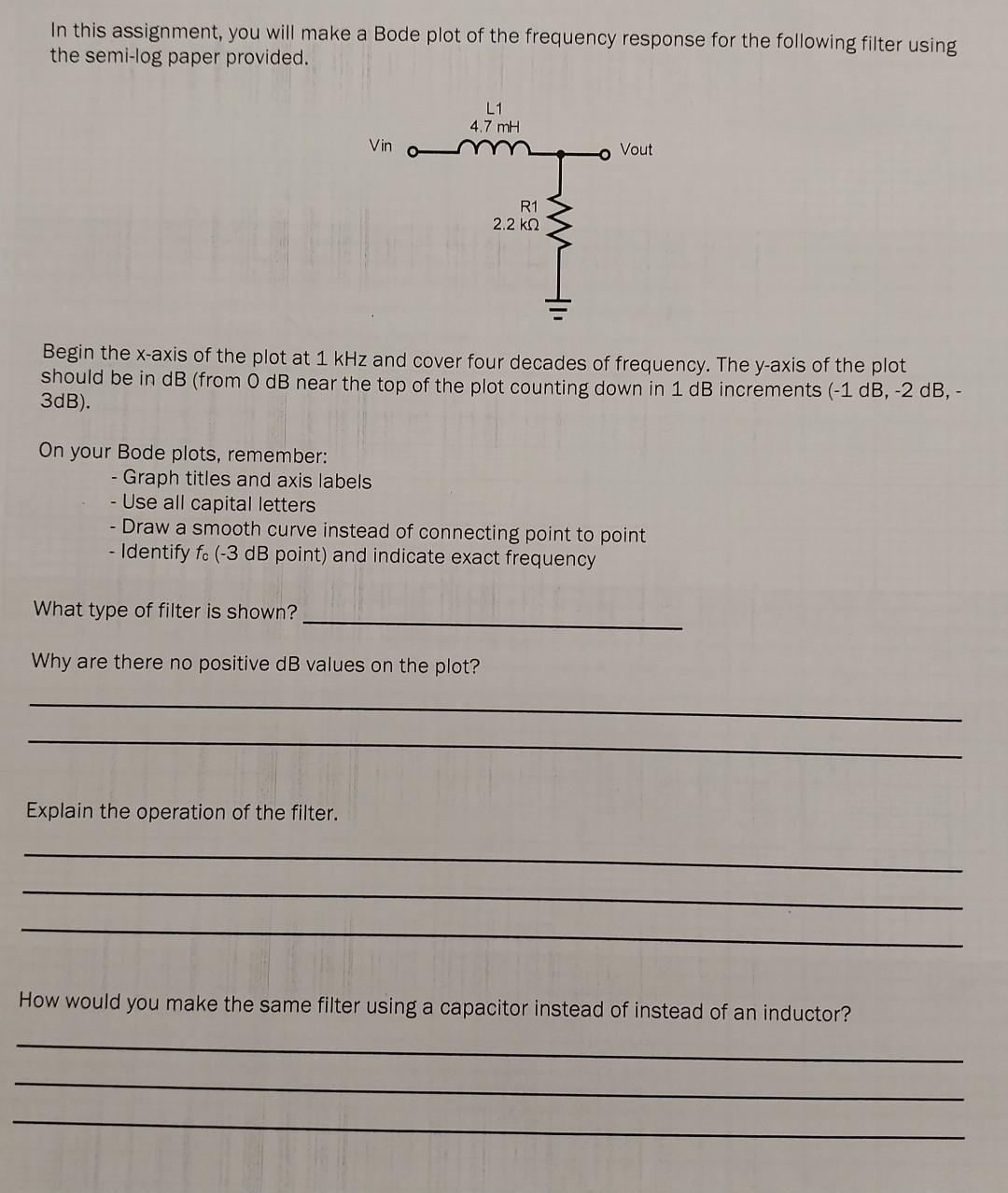 Solved In this assignment, you will make a Bode plot of the | Chegg.com