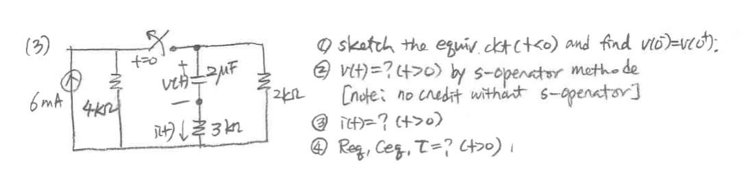 Solved (1) ﻿sketch the equiv. ckt(t
