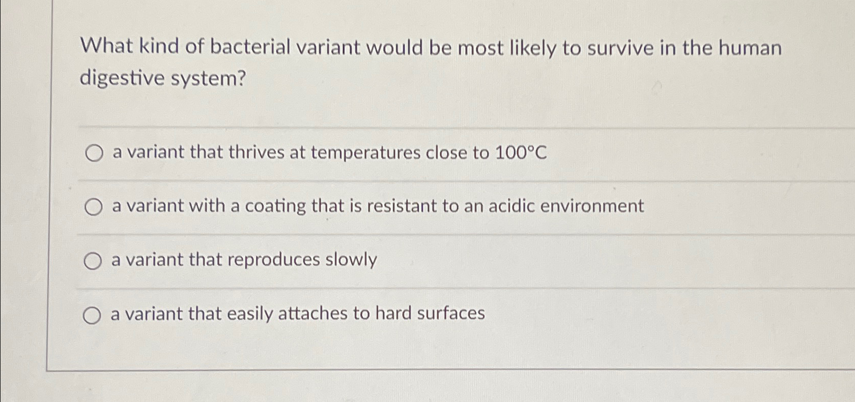 Solved What kind of bacterial variant would be most likely | Chegg.com