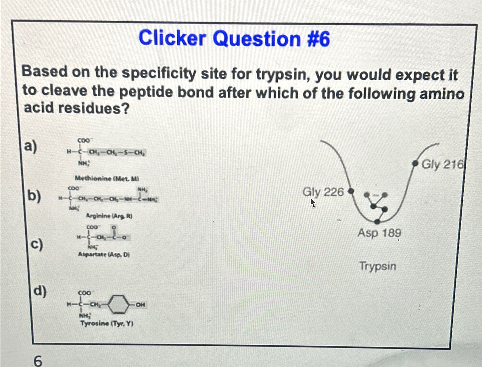 Solved Clicker Question #6Based on the specificity site for | Chegg.com