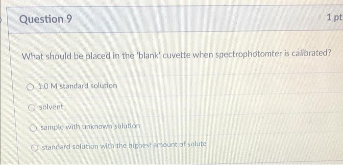 Solved what should be placed in the 'blank' cuvette when the | Chegg.com