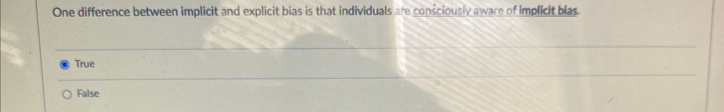 Solved One difference between implicit and explicit bias is | Chegg.com