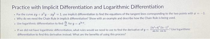 Solved Practice with Implicit Differentiation and | Chegg.com