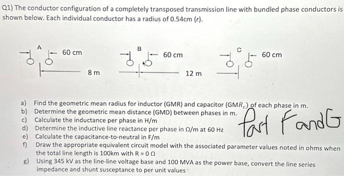 Solved Q1) The conductor configuration of a completely | Chegg.com