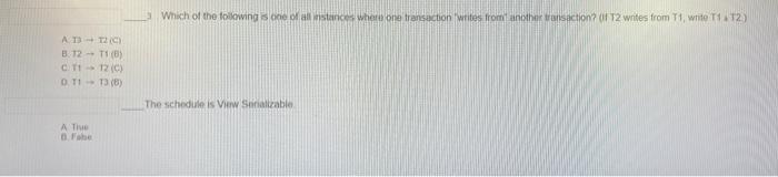 Solved Consider the following schedule involving three | Chegg.com