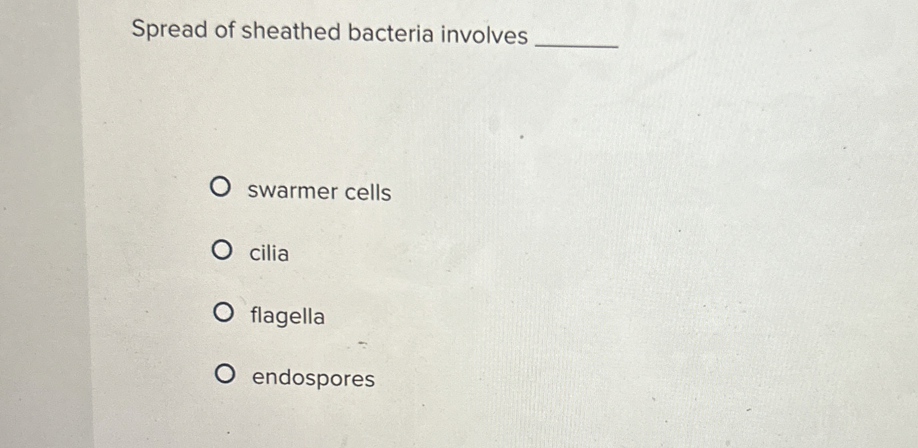 Solved Spread of sheathed bacteria involvesswarmer | Chegg.com