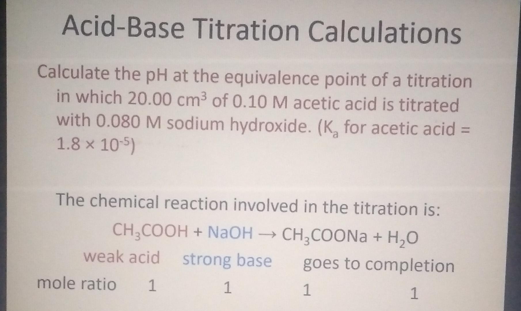 Acid Base Titration Calculations A Level Chemistry at Alica Morgan blog