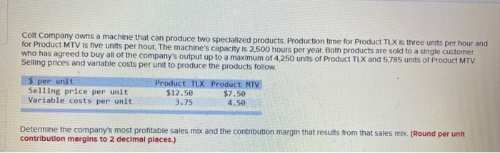 Solved Colt Company owns a machine that can produce two | Chegg.com