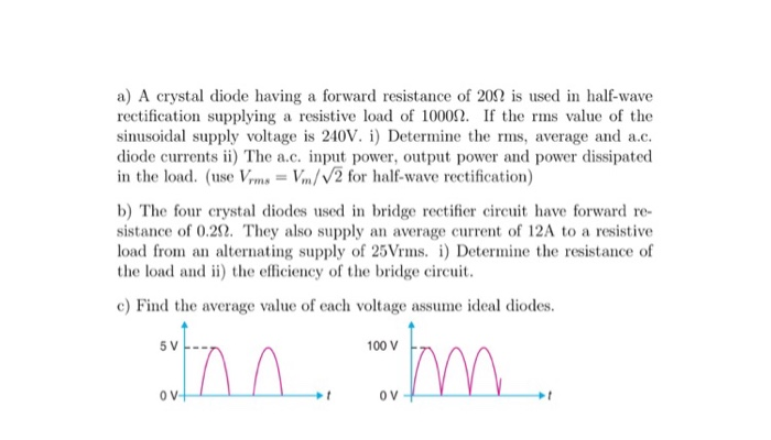Solved a) A crystal diode having a forward resistance of | Chegg.com