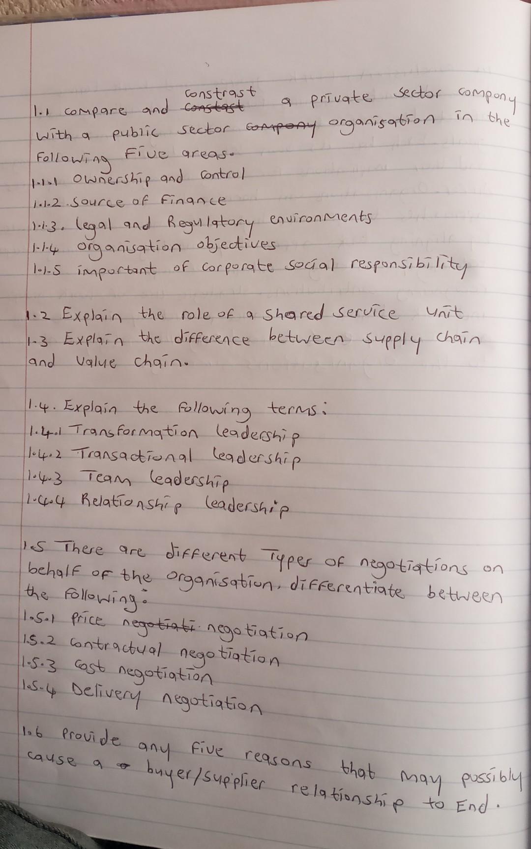 Solved 1.1 compare and constrast a private sector compony | Chegg.com