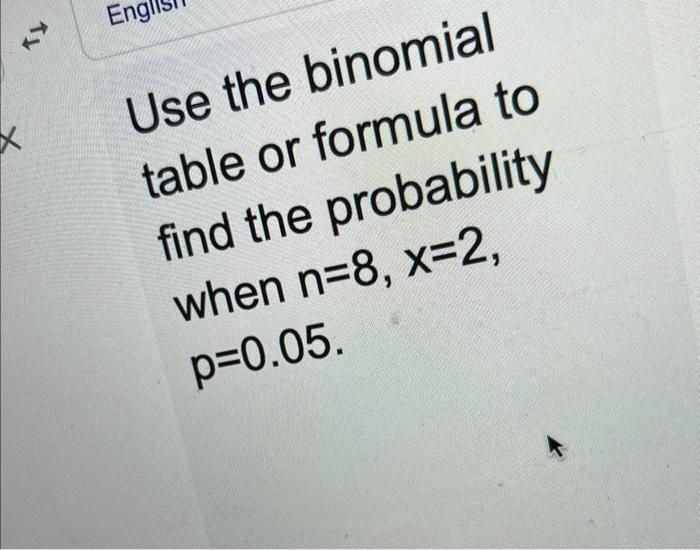 Solved Use the binomial table or formula to find the | Chegg.com
