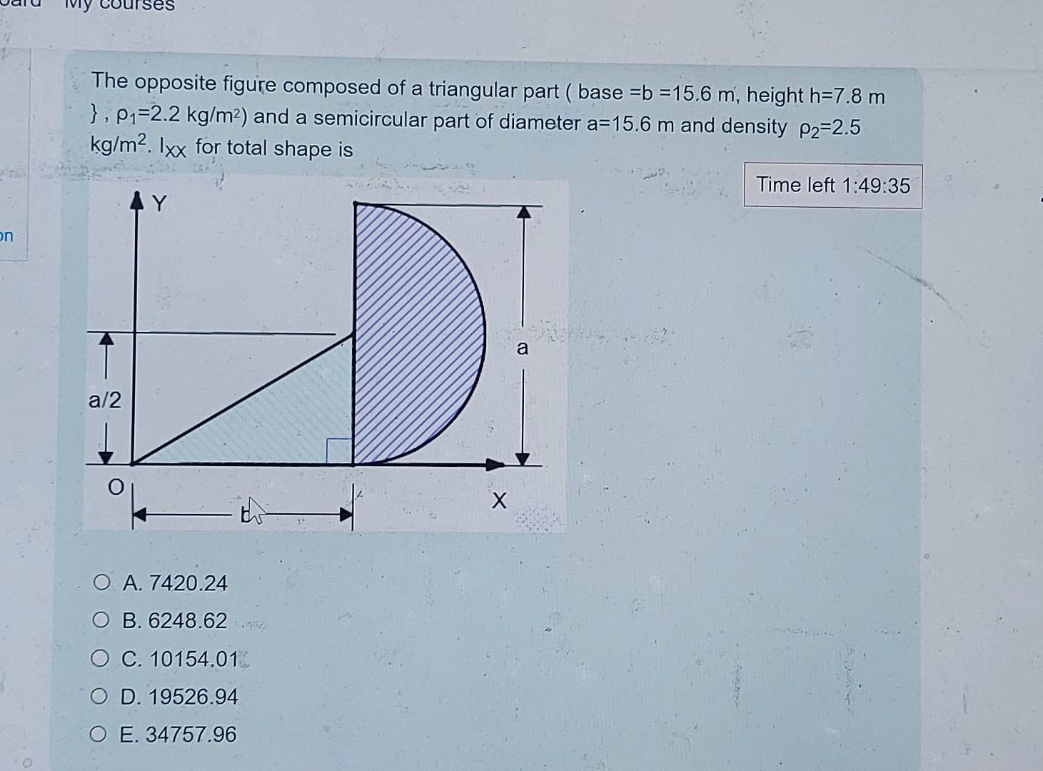 Solved The opposite figure composed of a triangular part ( | Chegg.com