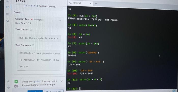 Solved Checks Custom Test - incomplete Run 24+6∗3 Test | Chegg.com Solved Checks Custom Test - incomplete Run 24+6∗3 Test | Chegg.com
