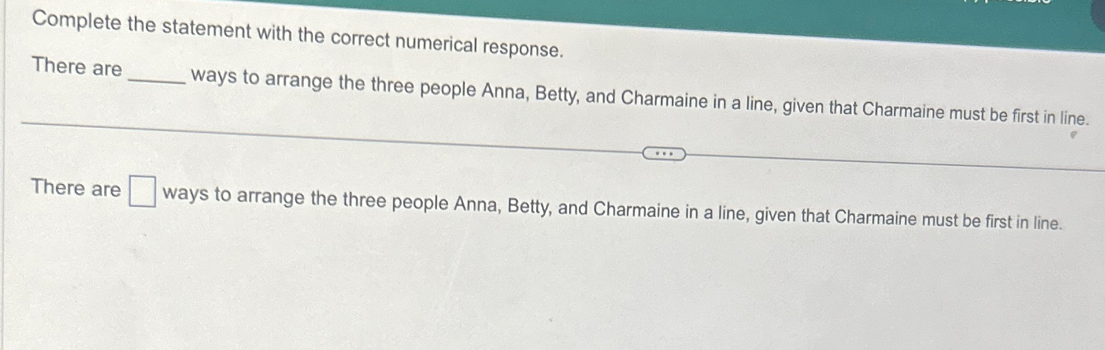 Solved Complete the statement with the correct numerical | Chegg.com