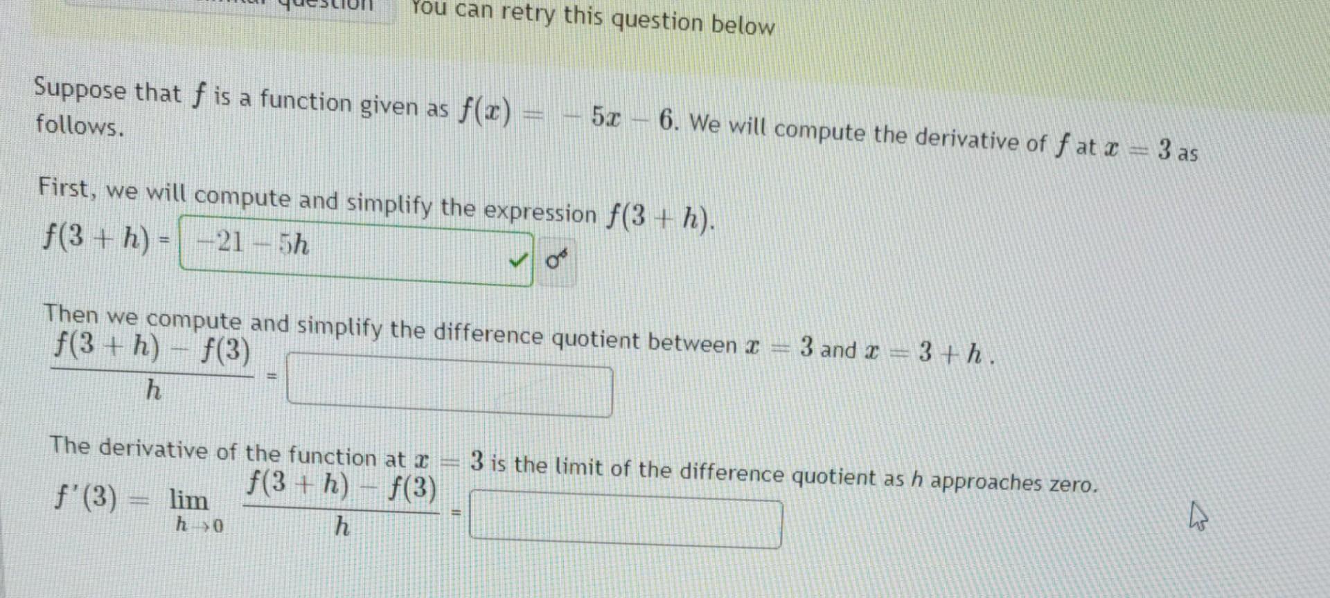 Solved Suppose that f is a function given as f(x)=−5x−6. We | Chegg.com