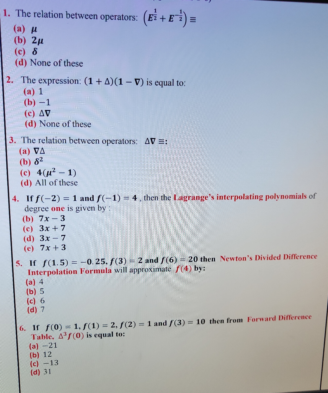 The relation between operators: | Chegg.com