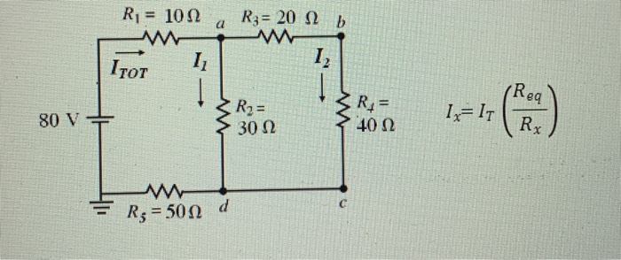 Solved R1 = 10 a Ri= 20 22 ANN Ітот Rea 1 80 V + 3R2= > 30 | Chegg.com