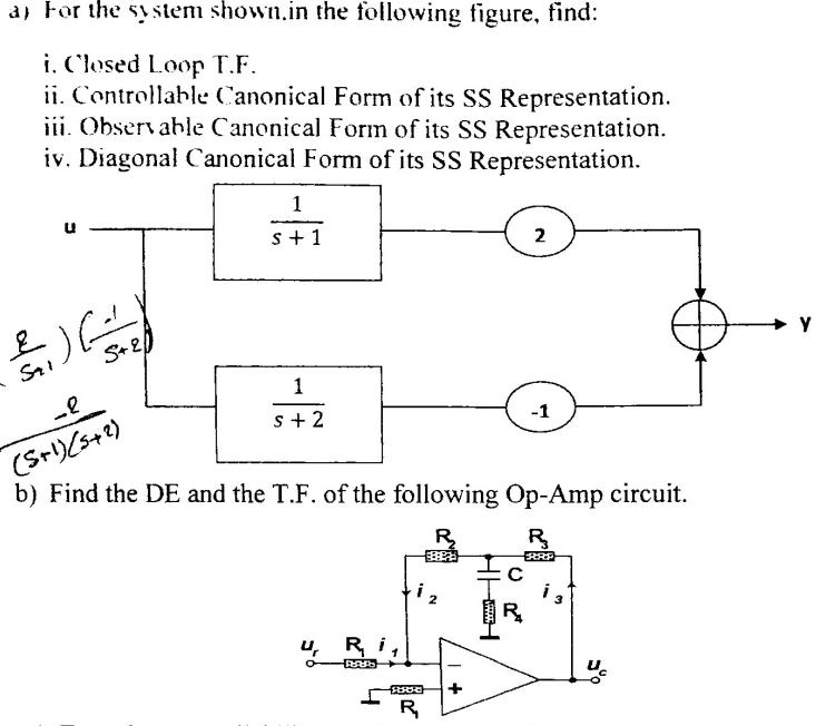 Solved A for The System The Following Figure