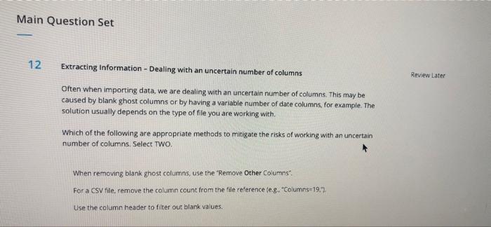 Solved Main Question Set 12 Extracting Information - Dealing | Chegg.com