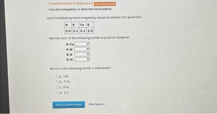 Solved Use the following electronegativity values to answer | Chegg.com