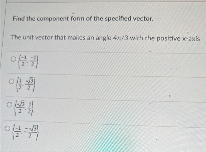 Solved Find the component form of the specified vector. The | Chegg.com