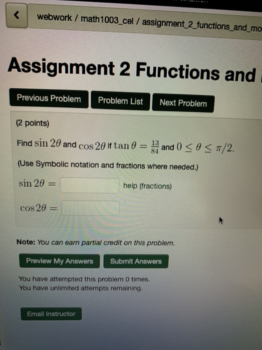 Solved webwork/math1003 cel / assignment_2_functions_and_mo | Chegg.com