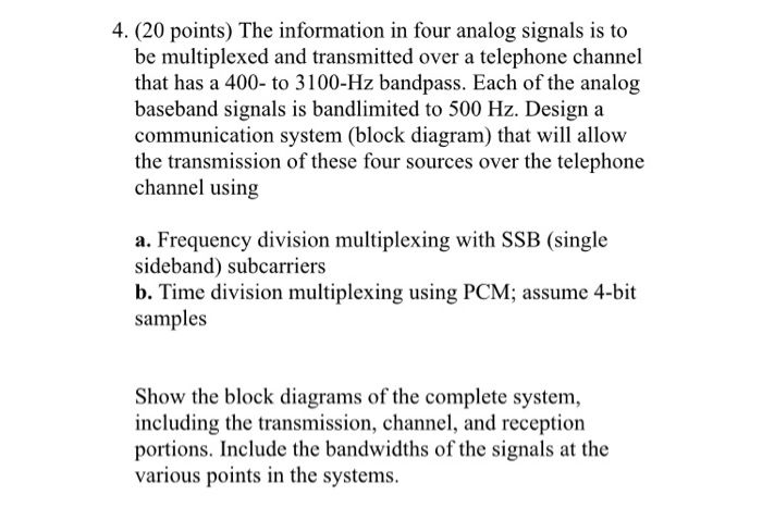 4. (20 points) The information in four analog signals | Chegg.com