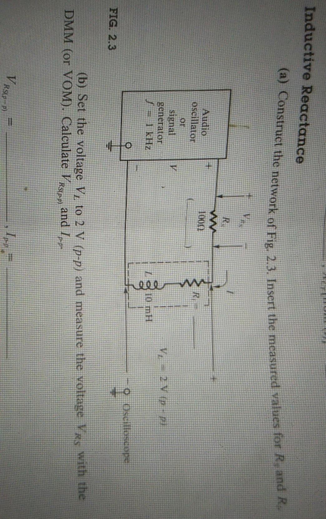 Solved Inductive Reactance (a) Construct the network of Fig | Chegg.com