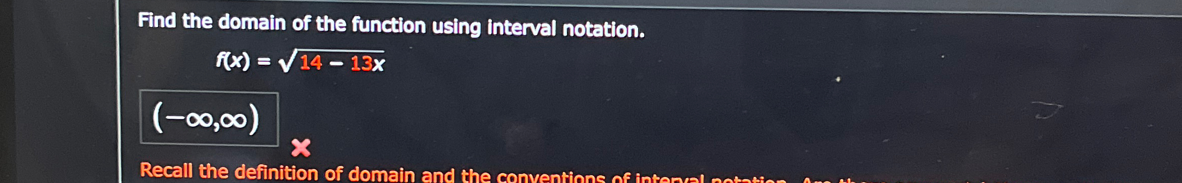 Solved Find the domain of the function using interval | Chegg.com